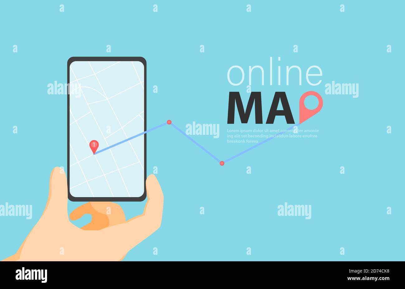 Online map banner for your web page, app, print Stock Vector Image ...