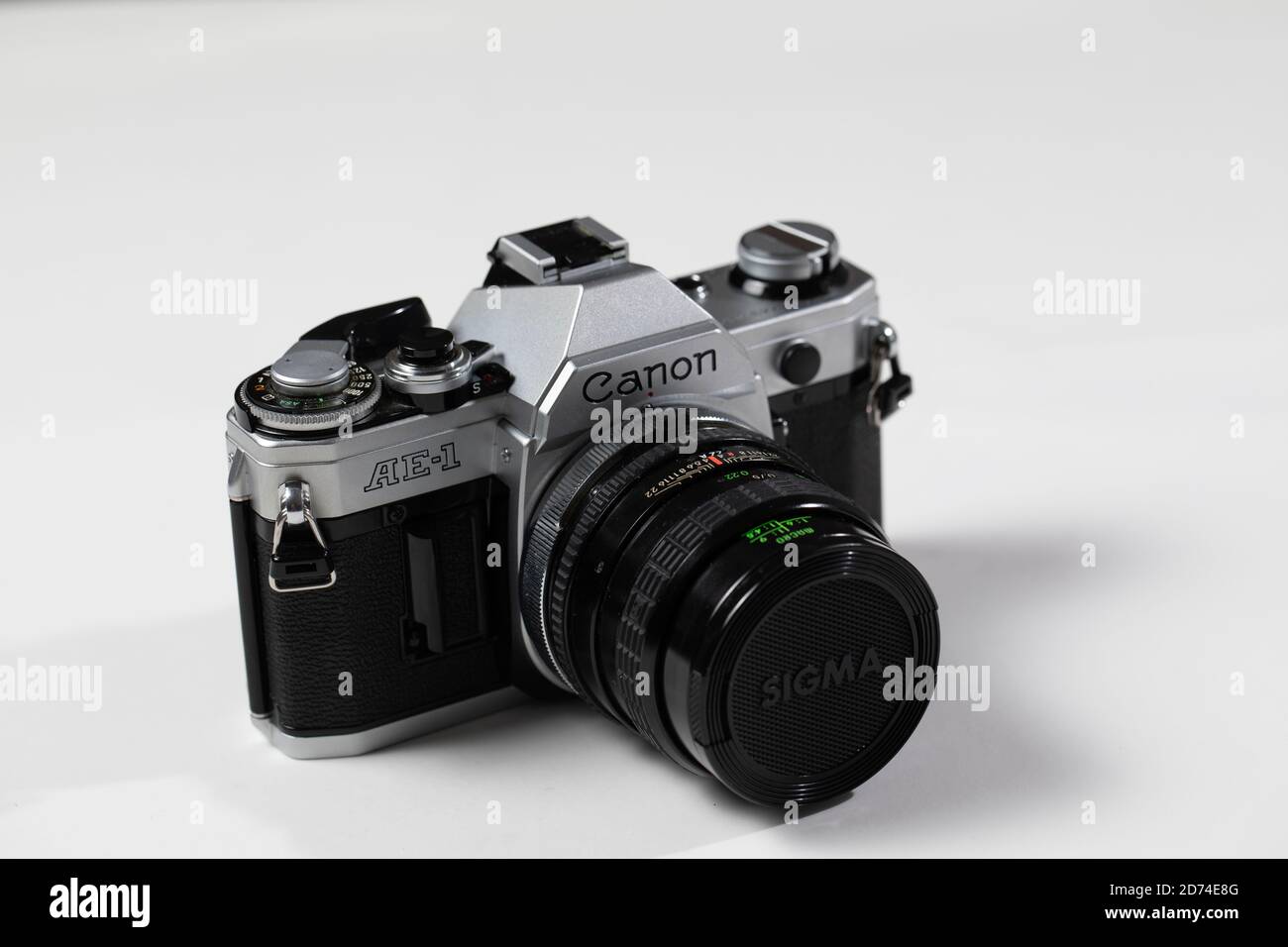 Vintage Canon AE1 film camera with a vintage Sigma 28mm objective ...