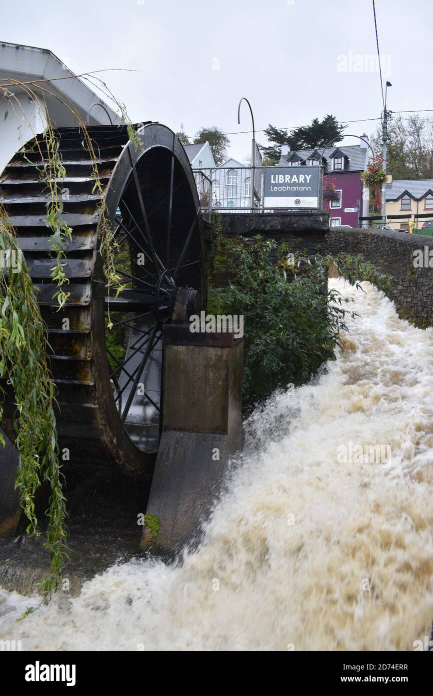 water rushing down the mill at the Bantry Library due to yellow weather ...