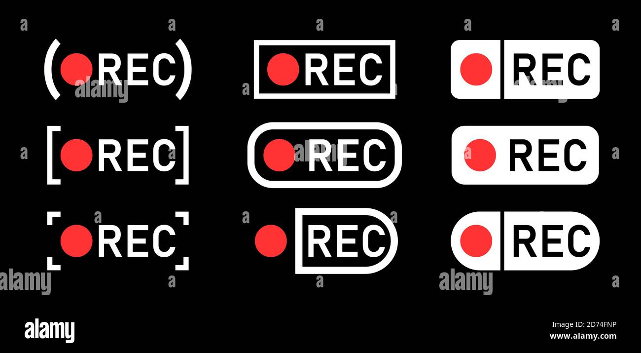 Record sign, a set of record signs. On a black background Stock Vector ...
