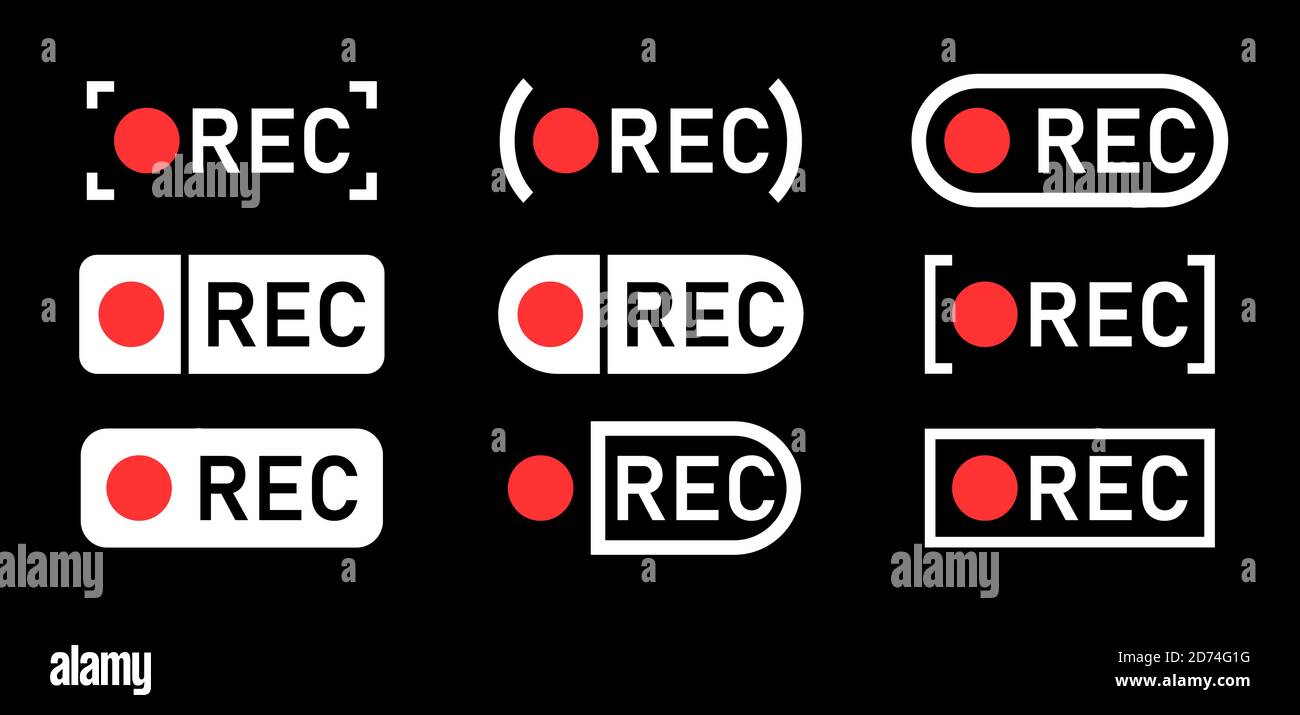 Record sign, a set of record signs. On a black background Stock Vector ...