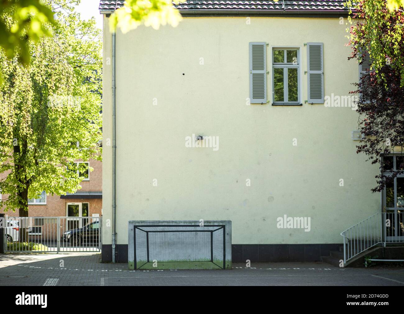 Football field at a school in Cologne Germany Stock Photo - Alamy