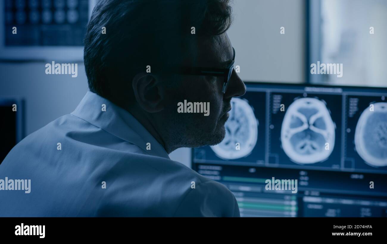 In Medical Laboratory Patient Undergoes MRI or CT Scan Process under ...