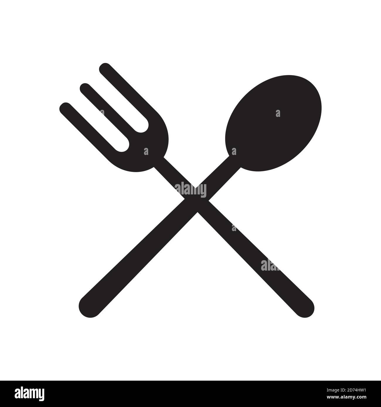 Crossed fork and Spoon simple flat icon. Restaurant sign logo vector ...