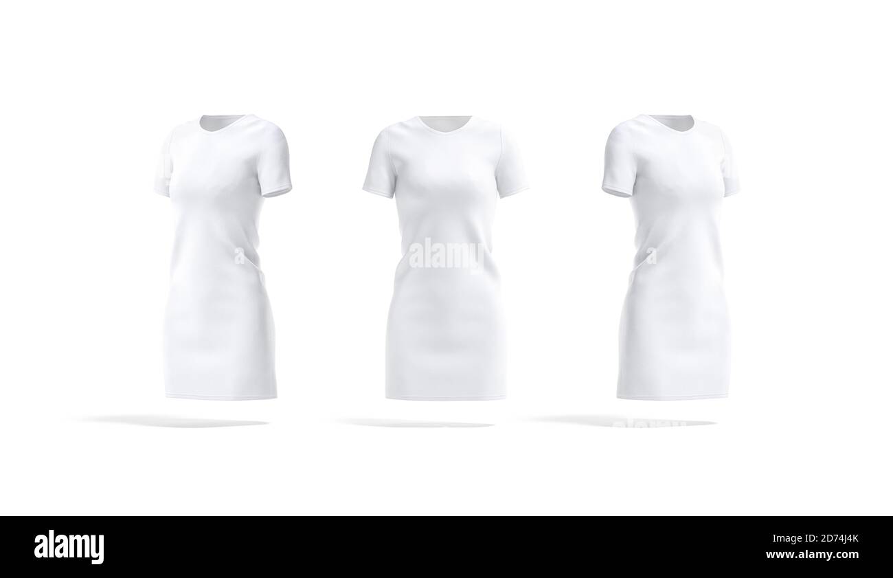 Blank white cloth dress mockup, front and side view Stock Photo - Alamy