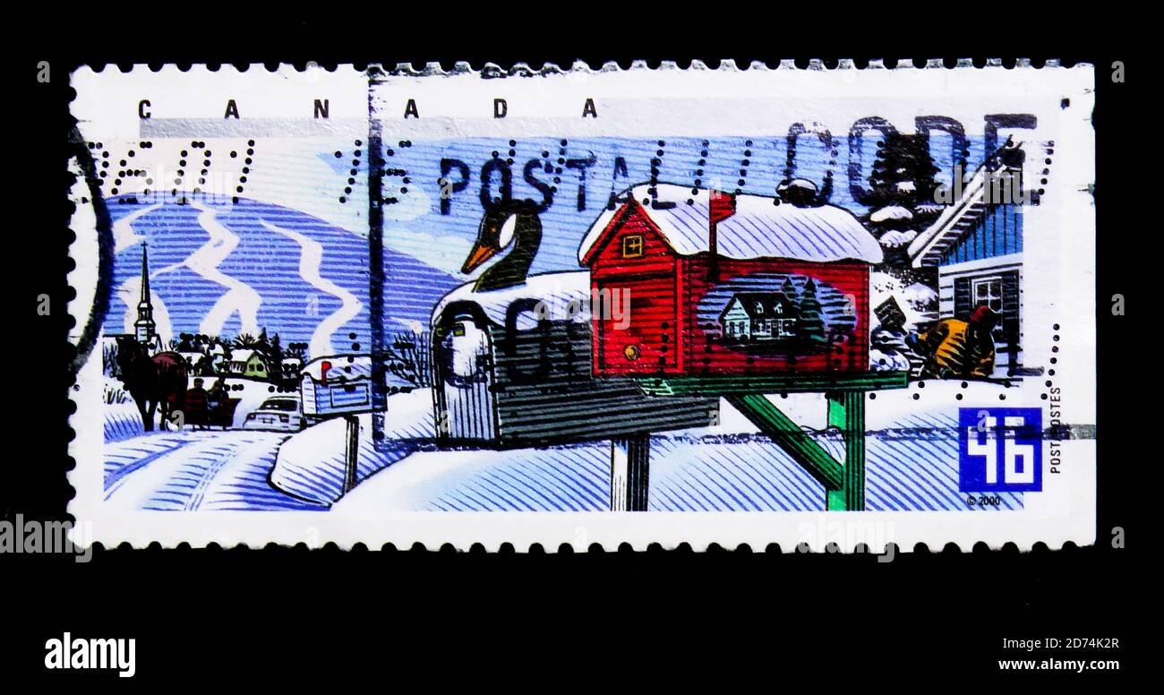 MOSCOW, RUSSIA - NOVEMBER 24, 2017: A stamp printed in Canada shows ...