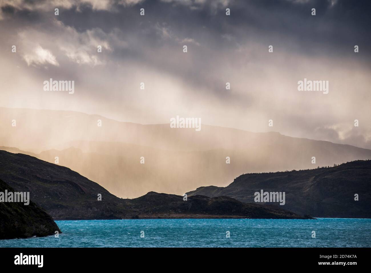 Lake Pehoe (Lago Pehoe) at sunrise, Torres del Paine National Park ...