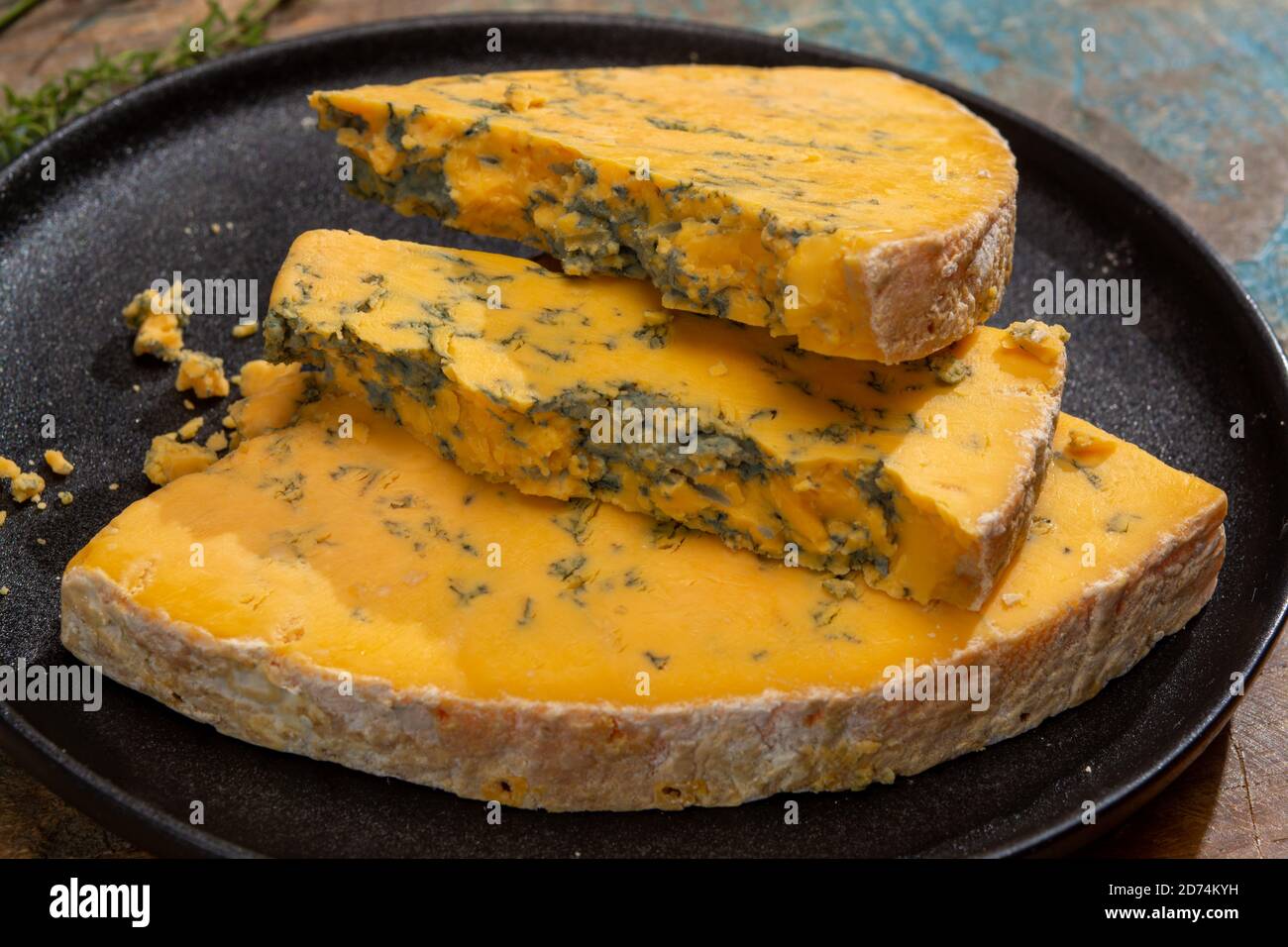 Cheese collection, English shropshire blue waxed cheese close up Stock ...
