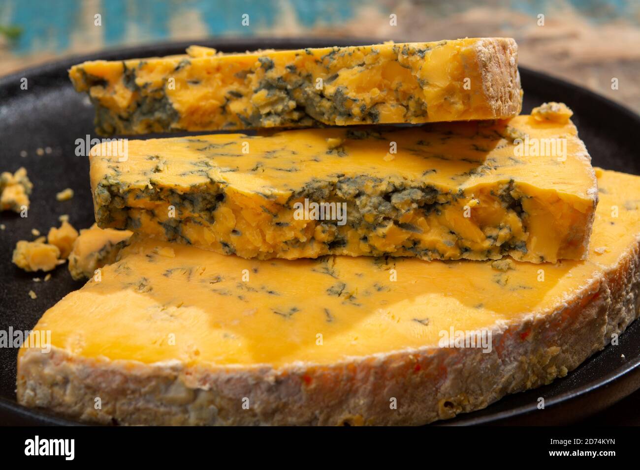 Cheese collection, English shropshire blue waxed cheese close up Stock ...