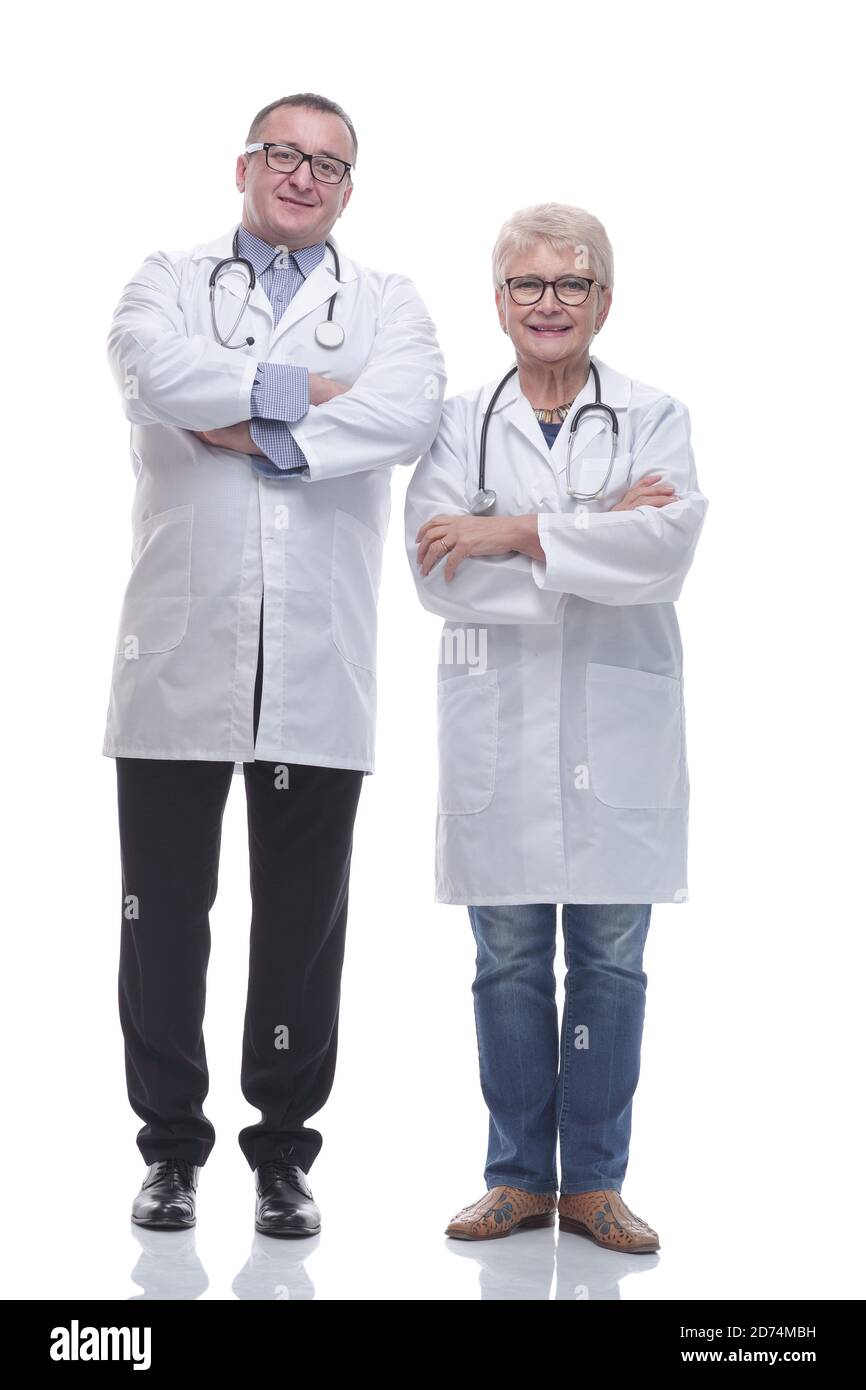 in full growth. two experienced doctors standing together Stock Photo ...