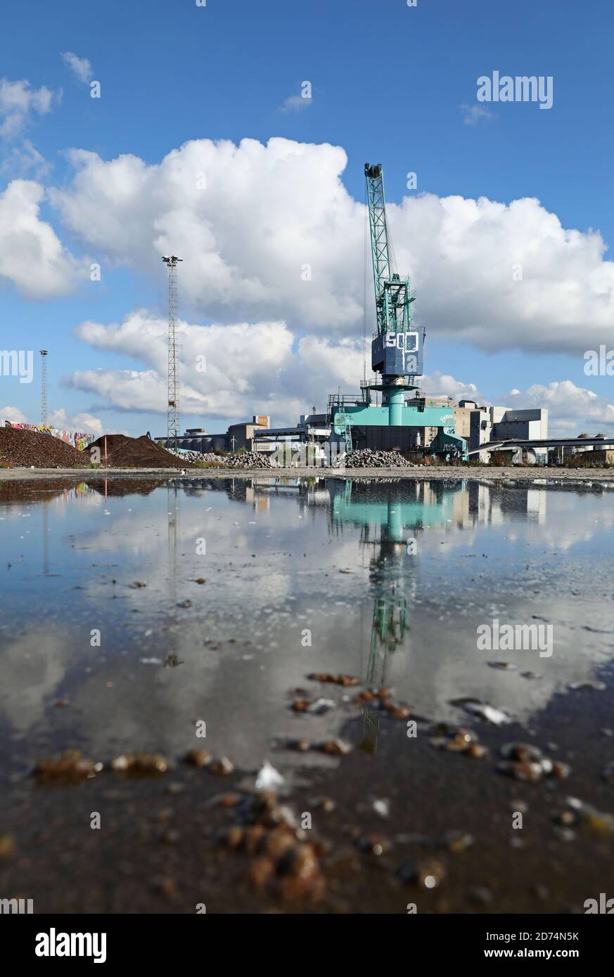 Norrköping, Sweden 20200930 The port of Norrköping. Harbor crane ...