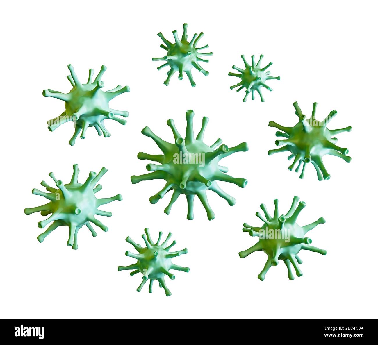 Virus cell infection. Microscopic view of floating virus cell. 3d ...