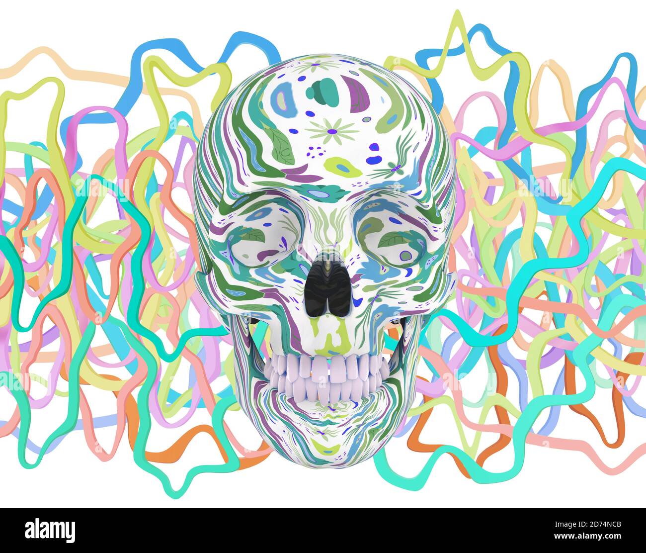 Abstract Skull Head with Worms, 3d illustration Stock Photo - Alamy