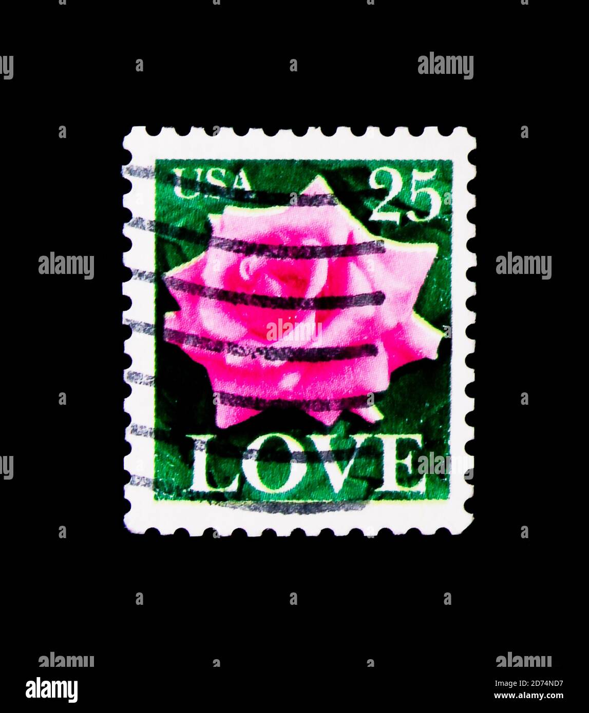 MOSCOW, RUSSIA - NOVEMBER 24, 2017: A stamp printed in USA shows Rose ...