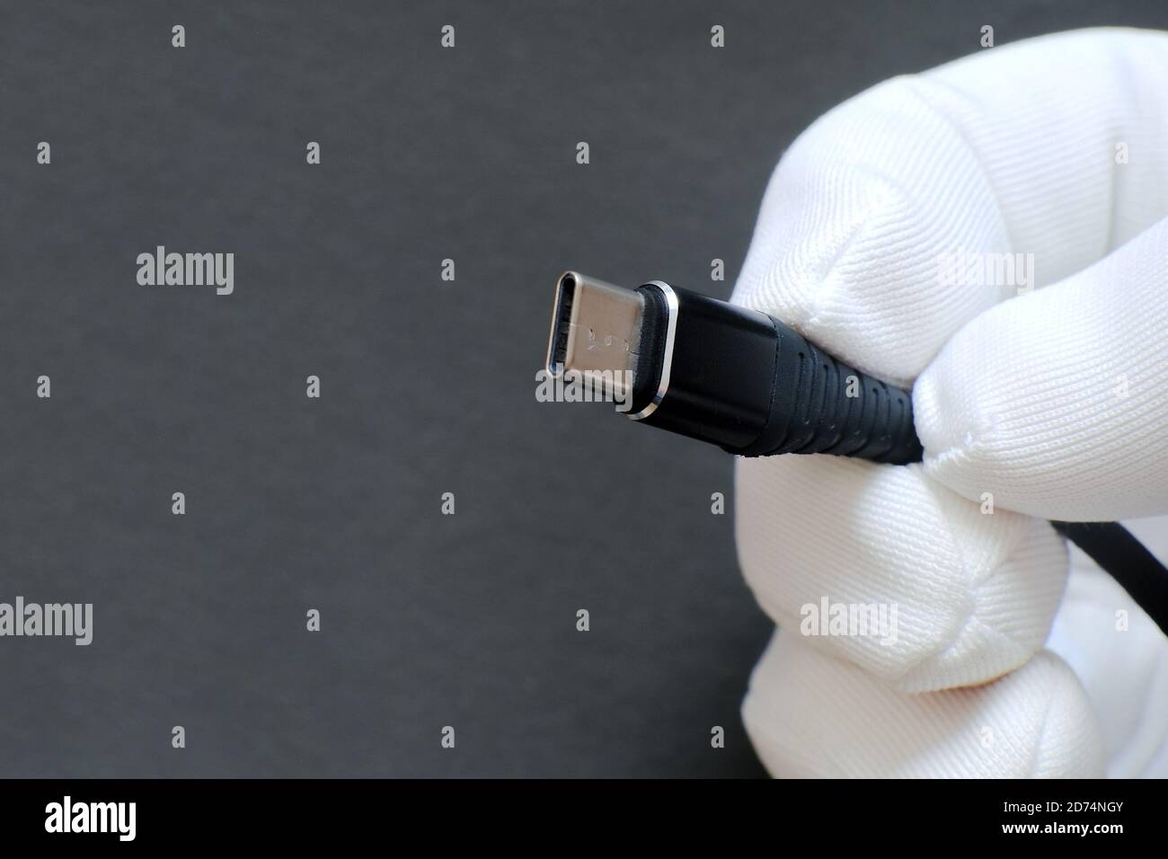 USB cable from USB to USB 3.1 type C. abstract gray background for ad ...