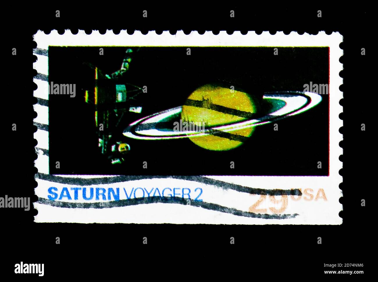 MOSCOW, RUSSIA - NOVEMBER 24, 2017: A stamp printed in USA shows Saturn ...