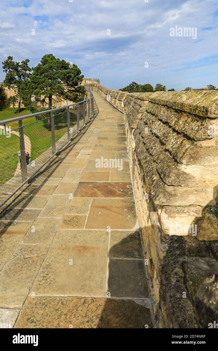 The walkway at Lincoln Castle walls, City of Lincoln, Lincolnshire ...