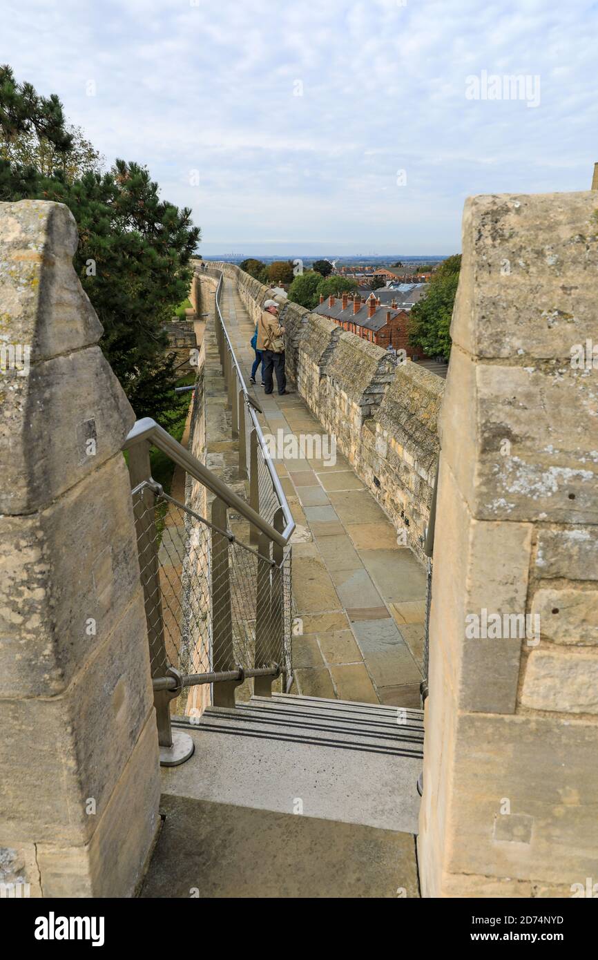 The walkway at Lincoln Castle walls, City of Lincoln, Lincolnshire ...