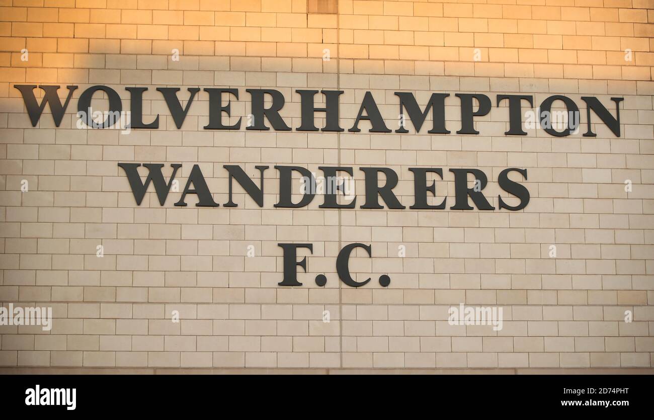 Wolverhampton Wanderers FC sign outside stadium during the Premier ...