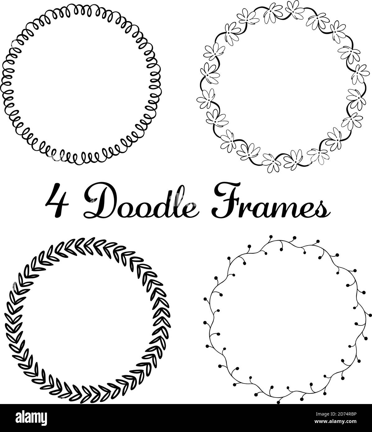 Vector set of hand drawn round frames. Vector isolated illustration ...