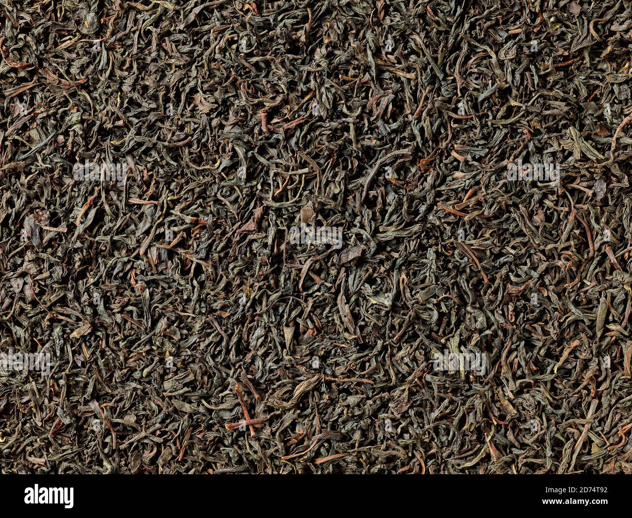 Dried English breakfast black tea leaves background, flat view Stock ...