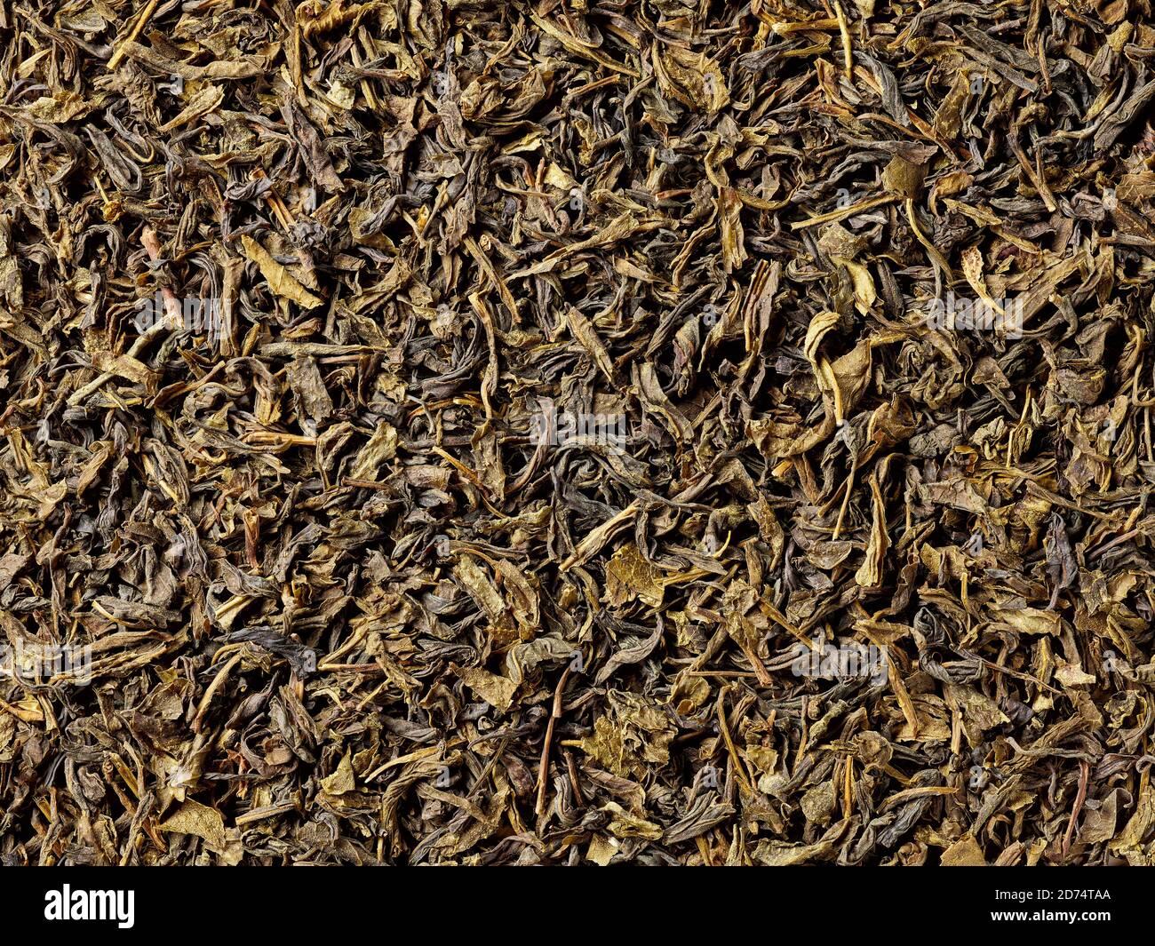 Dried ginseng green tea leaves background, flat view Stock Photo - Alamy