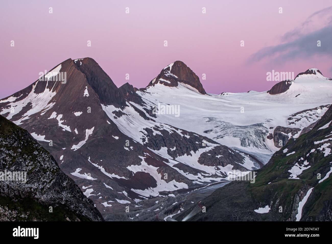 sunrise over the swiss Alps, Switzerland. sillhouettes of mountains ...