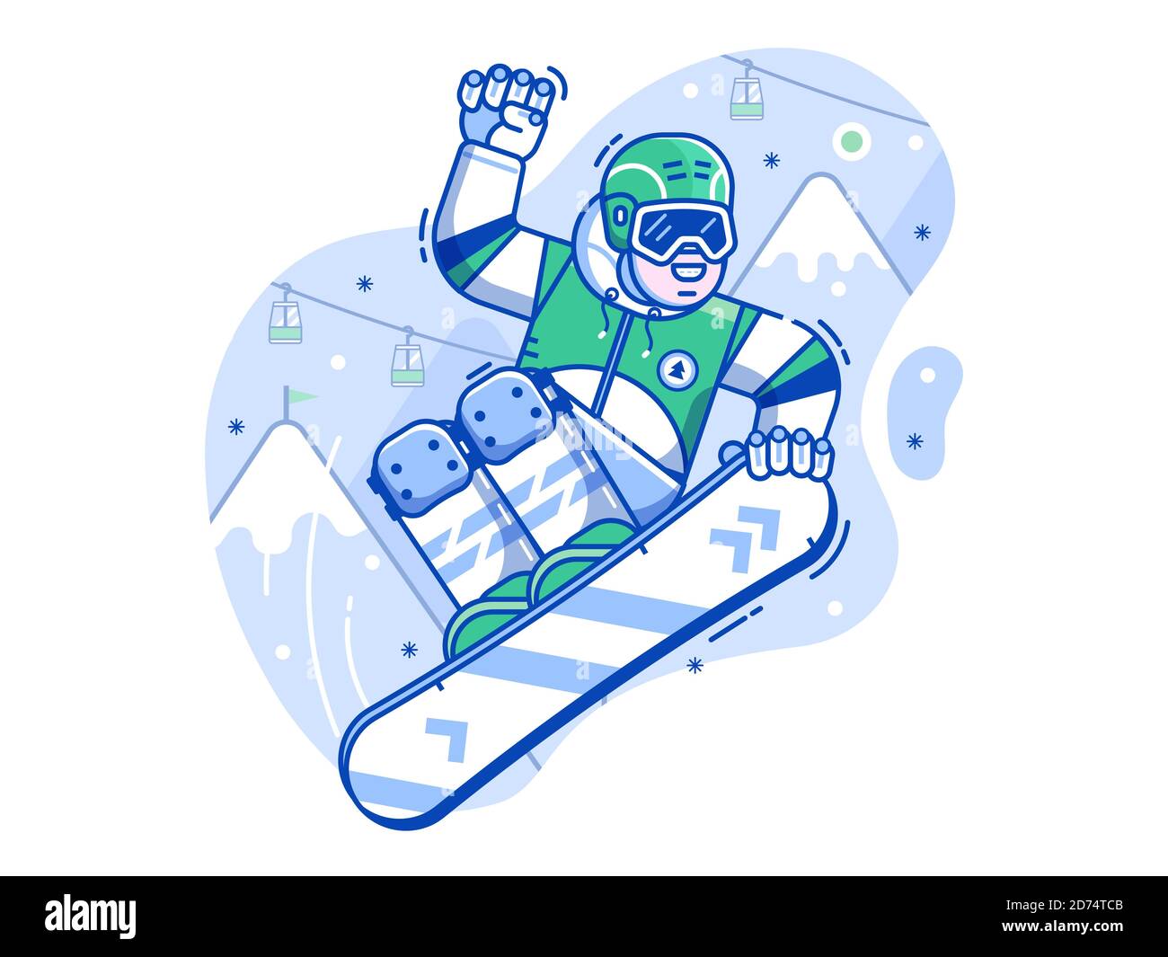 Free Ride Snowboarder Scene in Line Art Stock Vector Image & Art - Alamy