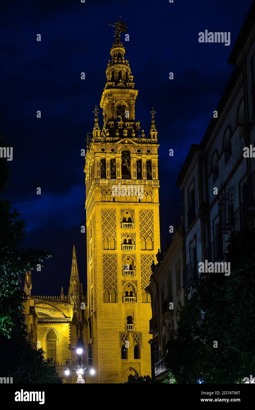 Famous Bell Tower named Giralda in catholic Cathedral of Saint Mary ...