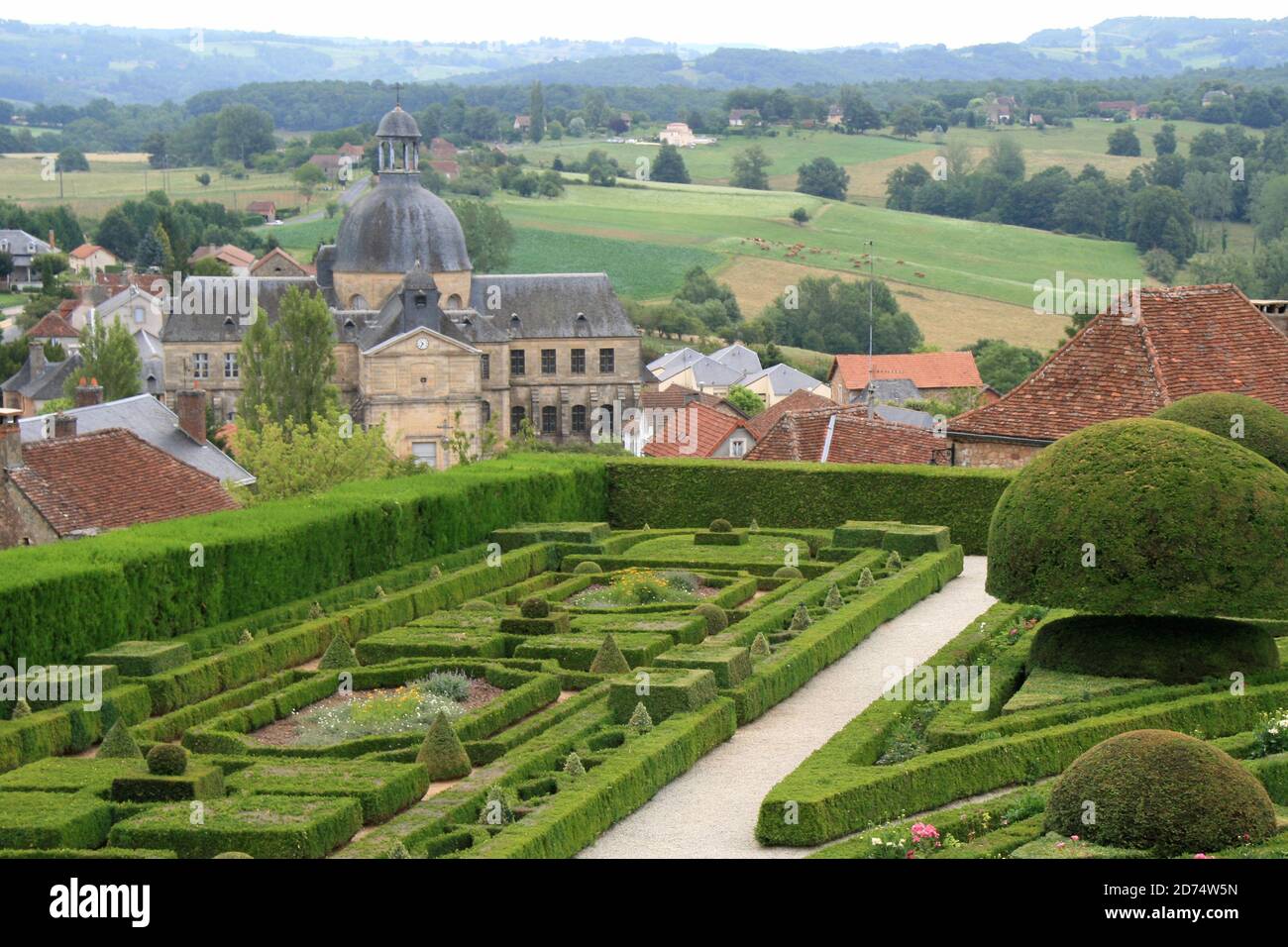 french-style gardens of a castle in hautefort (france Stock Photo - Alamy