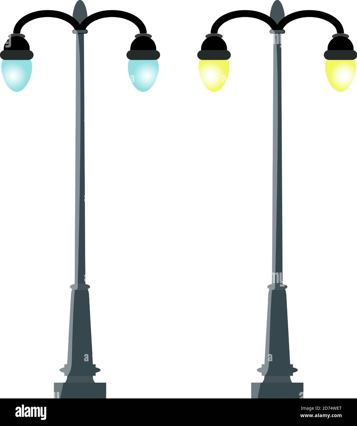 Vector illustration of street city lamps in cartoon style isolated on ...
