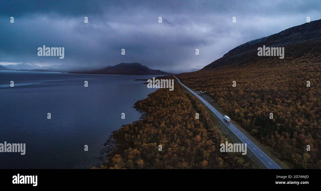 Truck on a arctic road Stock Photo - Alamy