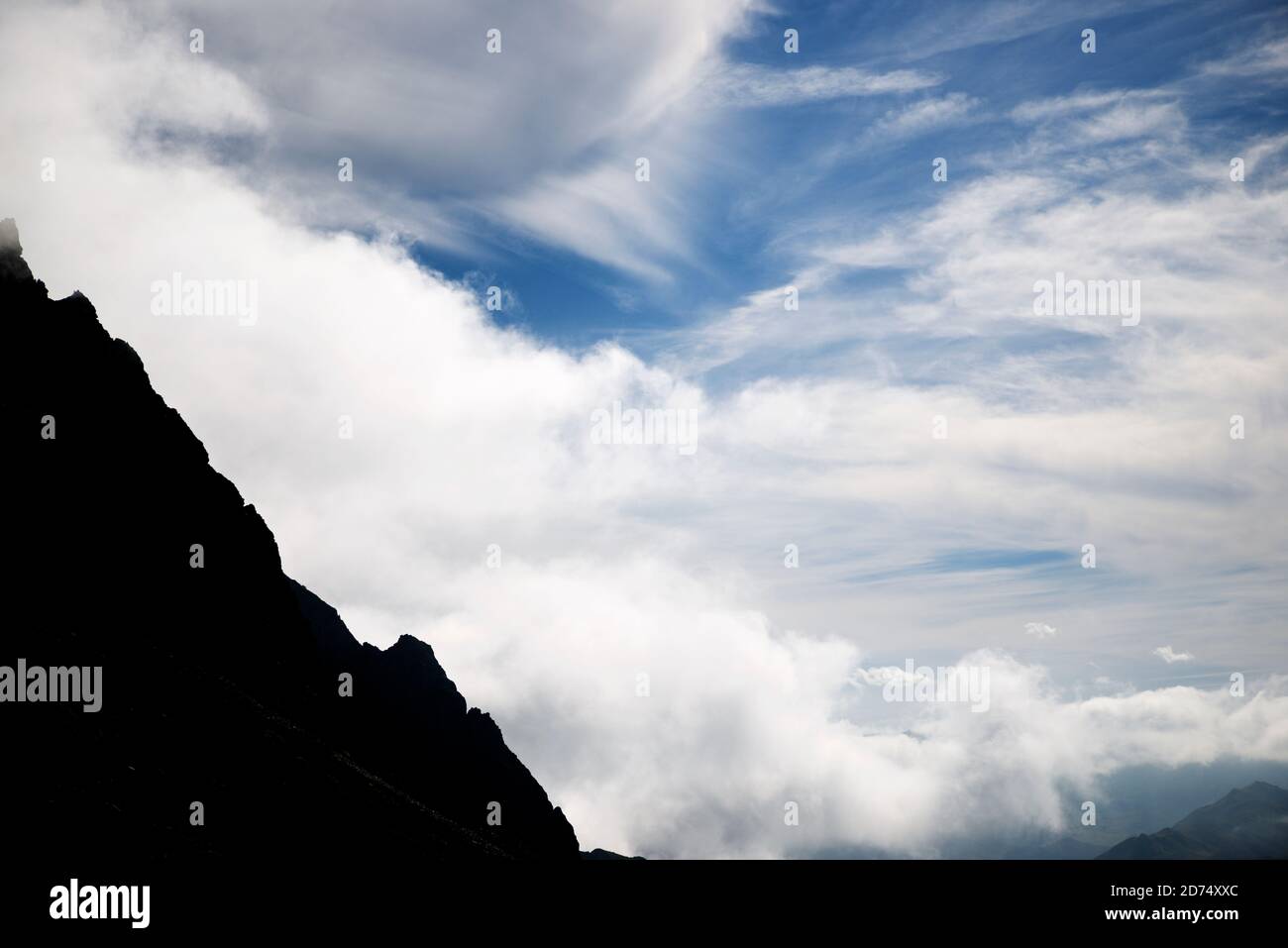 Silhouette of a rocky ridge in Ossau Valley, Pyrenees in France Stock ...