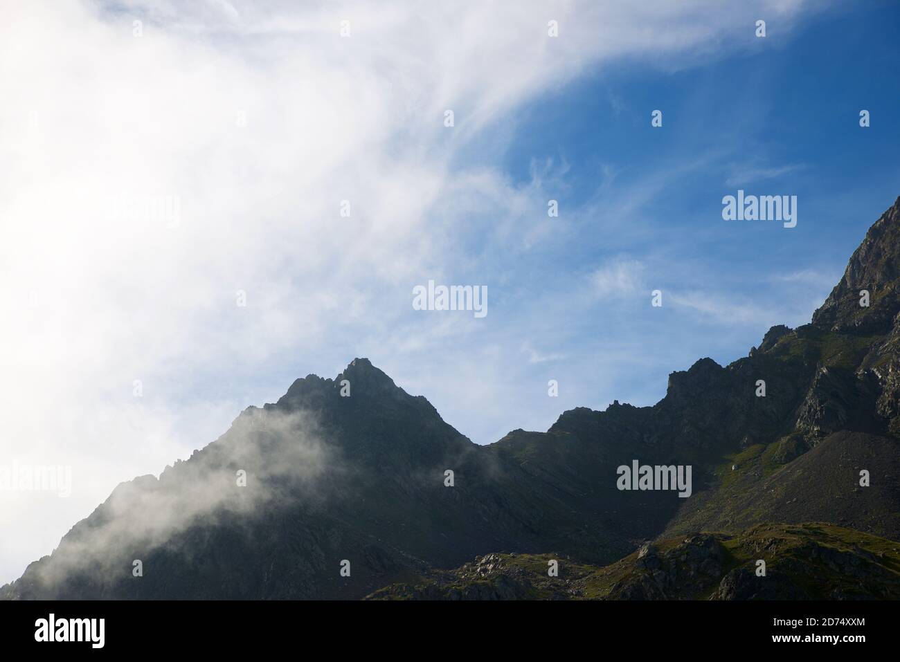 Silhouette of a rocky ridge in Ossau Valley, Pyrenees in France Stock ...