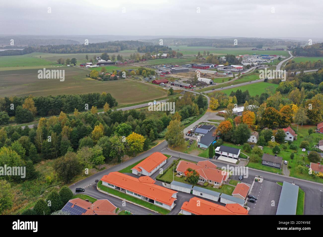 Aerial view of buildings in Askersund. Photo by Jeppe Gustafsson Stock ...