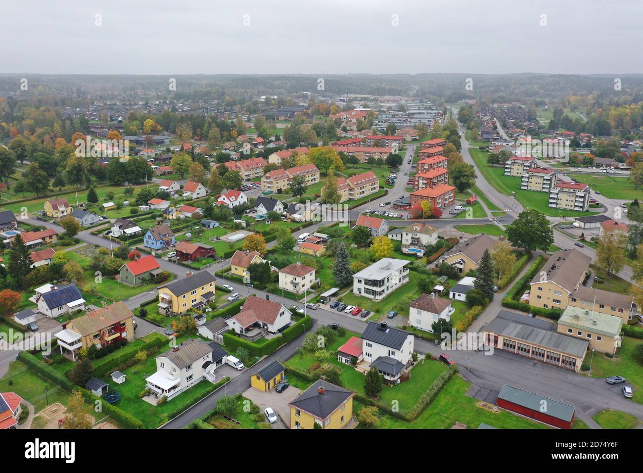 Aerial view of buildings in Askersund. Photo by Jeppe Gustafsson Stock ...
