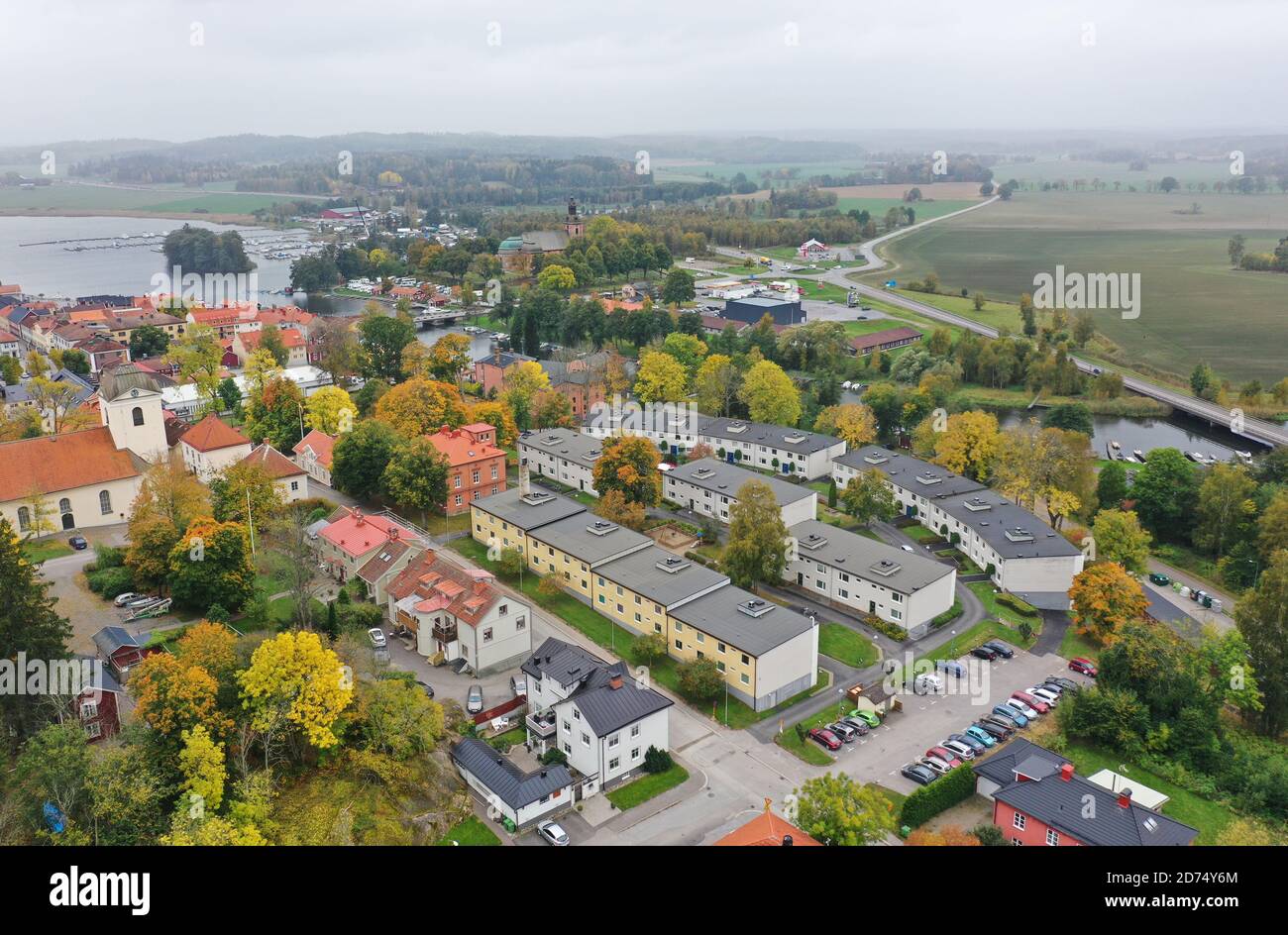 Aerial view of buildings in Askersund. Photo by Jeppe Gustafsson Stock ...