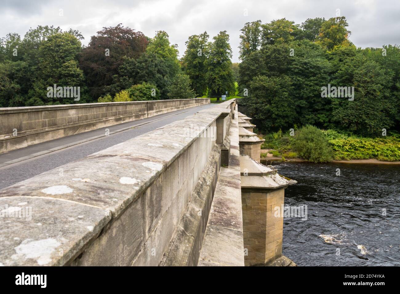 View along Bywell Bridge (Grade II listed) that crosses the River Tyne ...
