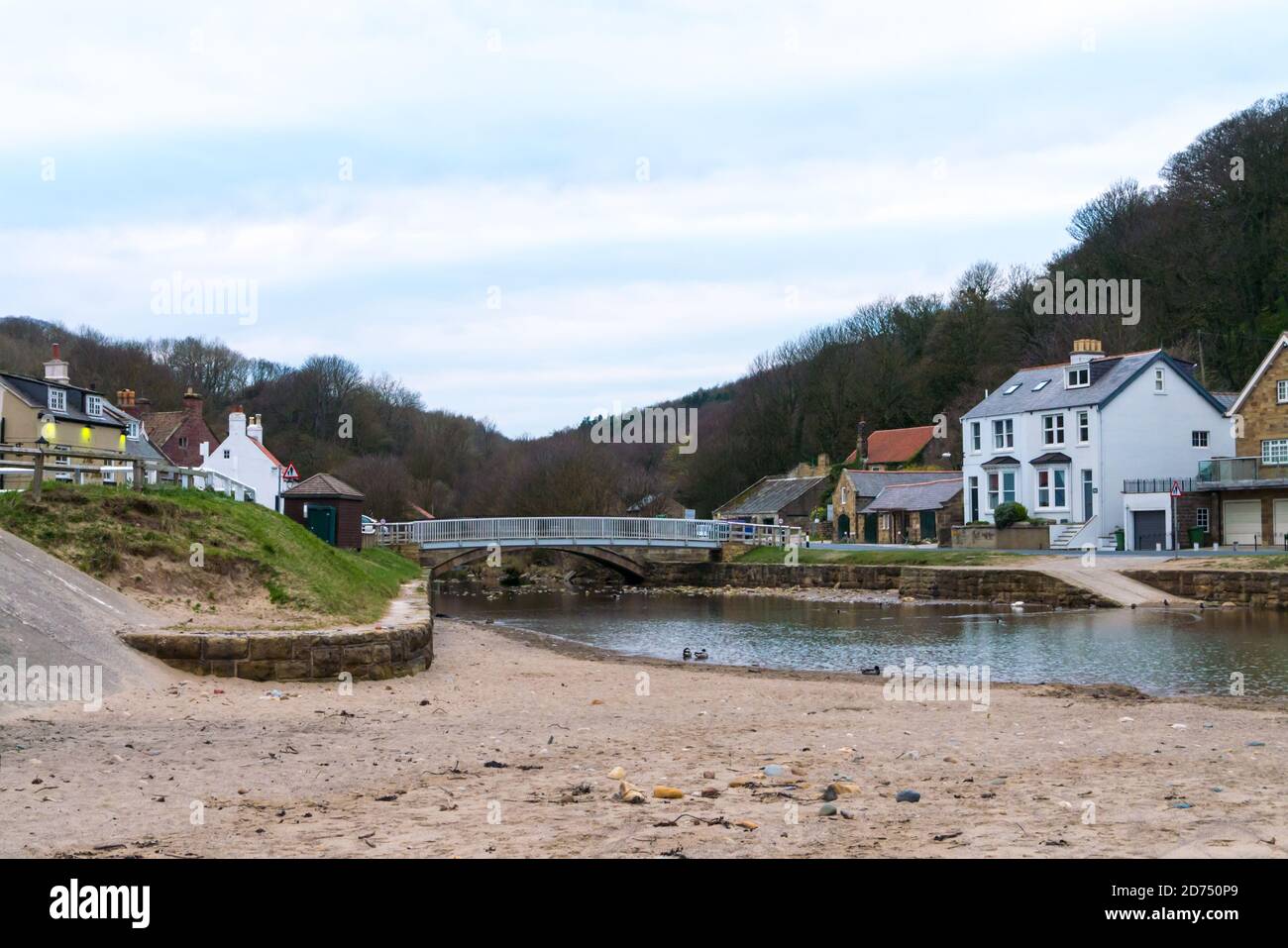 The Village of Sandsend, Whitby, looking towards Sandsend Beck Stock ...
