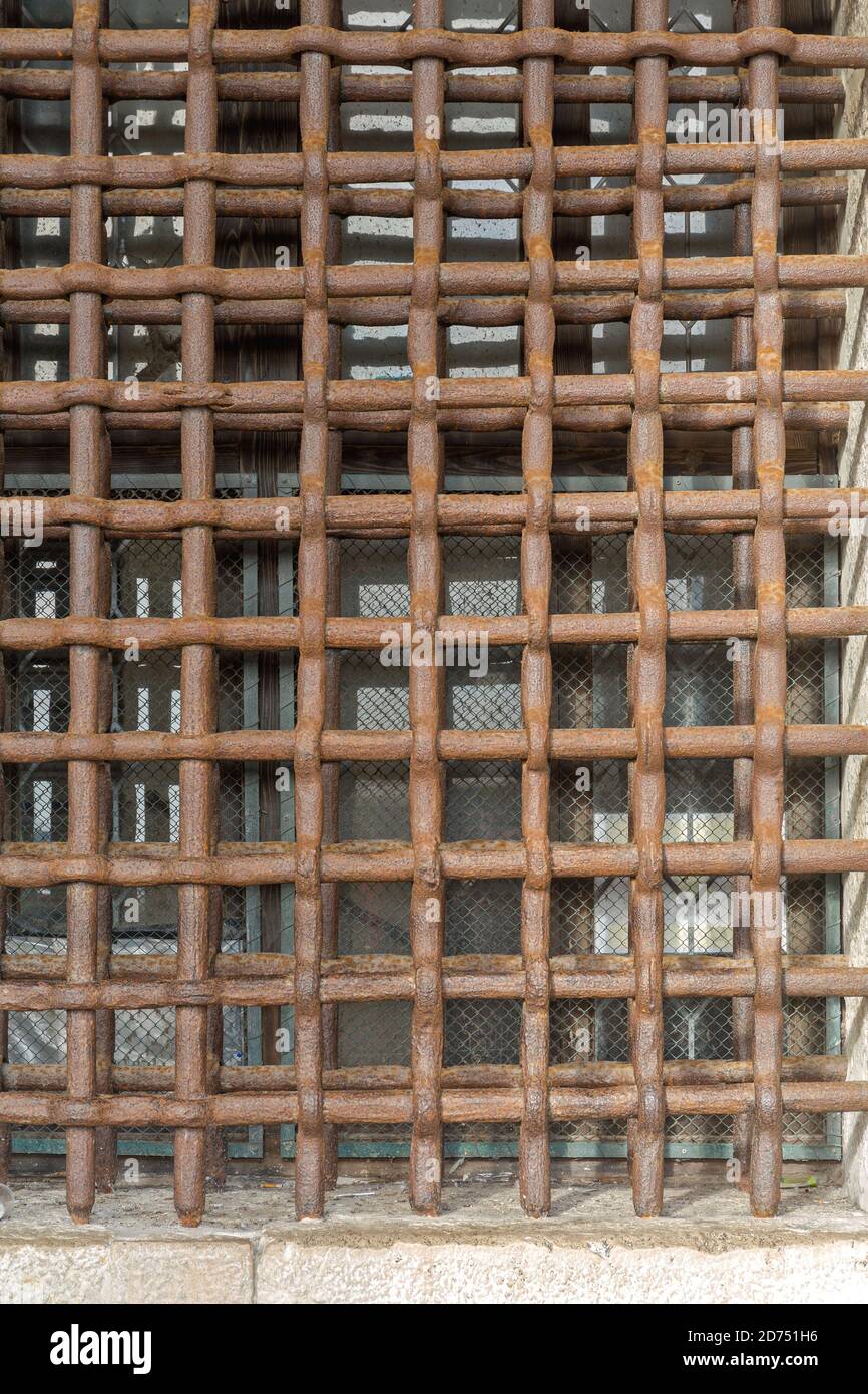 Rusty Iron Window Bars at Medieval Building in Venice Stock Photo - Alamy