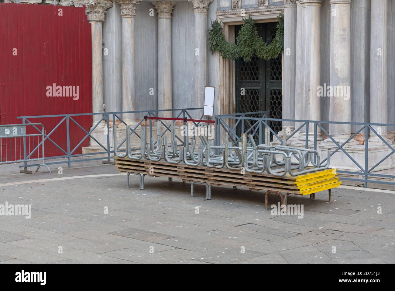 Raised Walkway Platforms Ready for Floods in Venice Stock Photo - Alamy