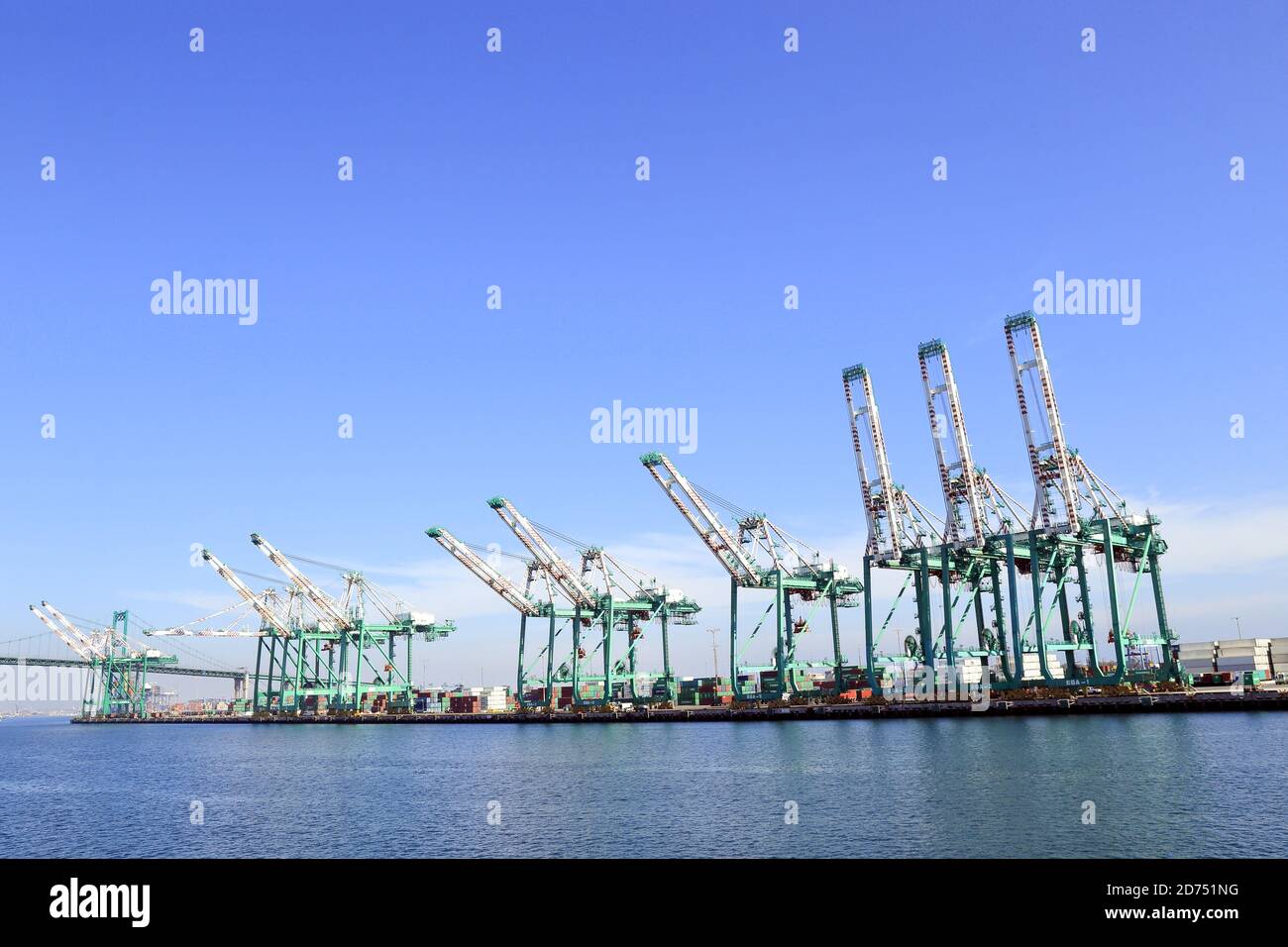 Giant gantry cranes at Long Beach container terminal Stock Photo - Alamy