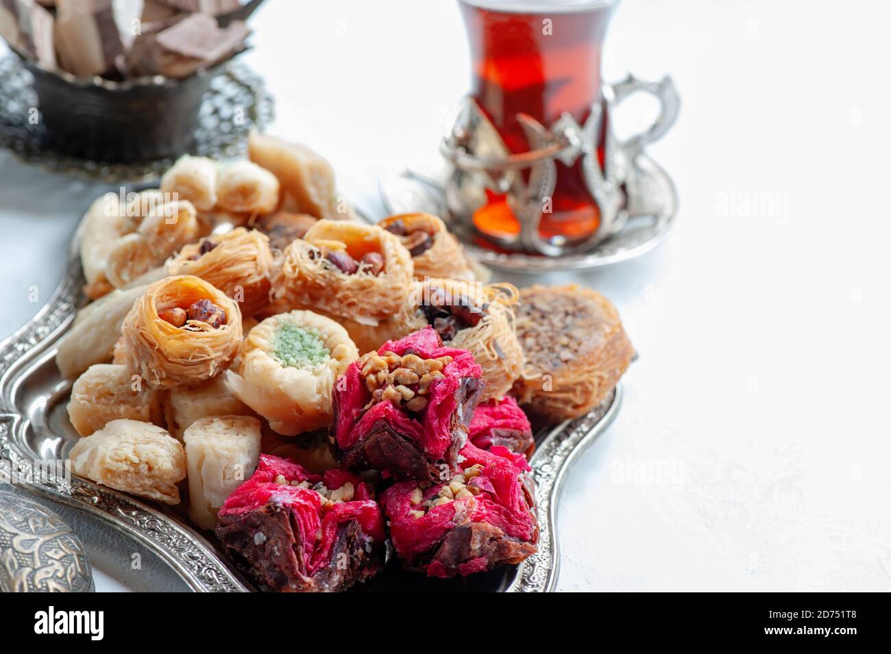 Arabic, Lebanese and Turkish sweets kataifi and kanafeh, a Traditional ...