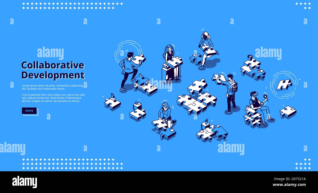 Collaborative development banner. Business concept of teamwork and ...