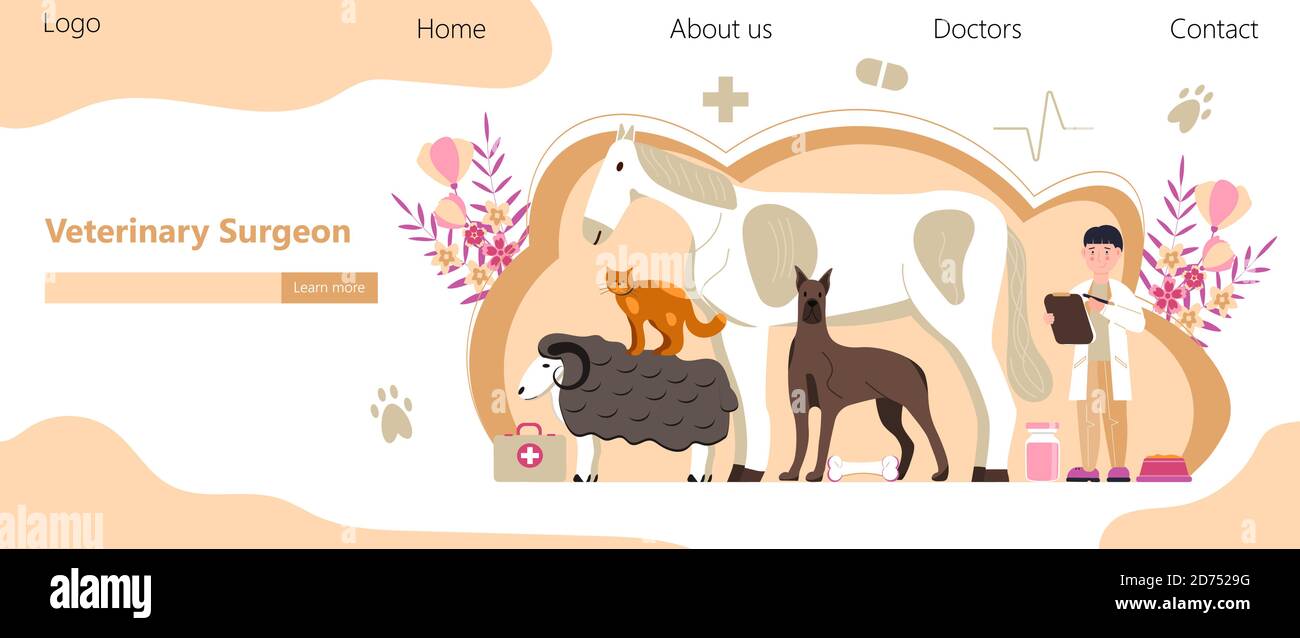 Veterinarian concept vector. Animal doctors diagnosing diseases. Pet ...