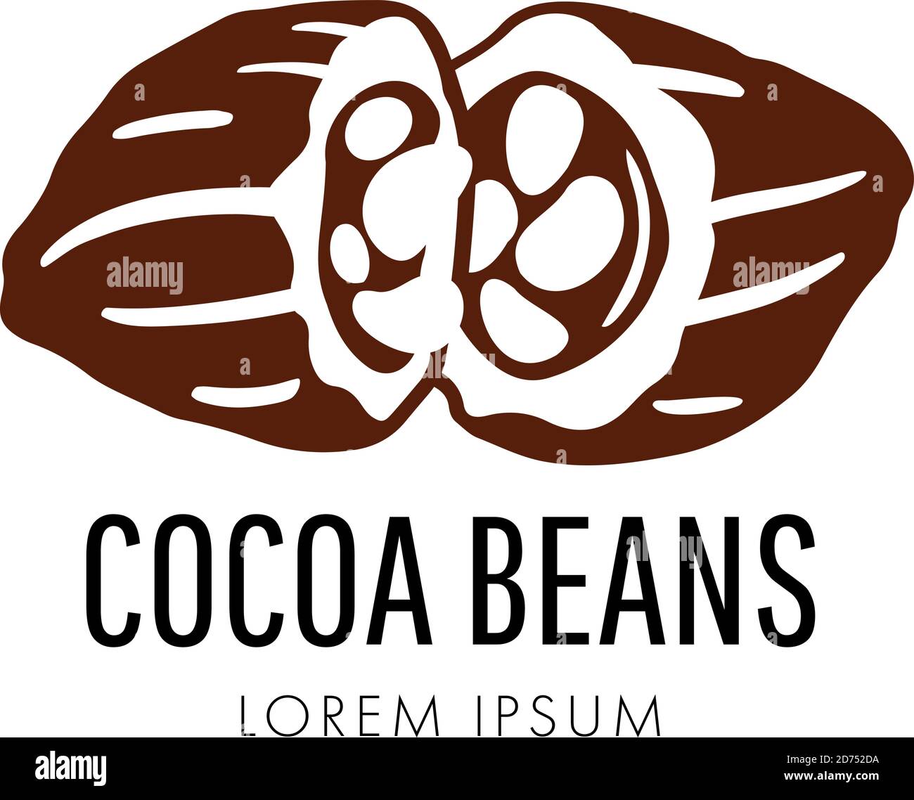 Chocolate cocoa beans logo. Brown cocoa beans vector isolated on white ...