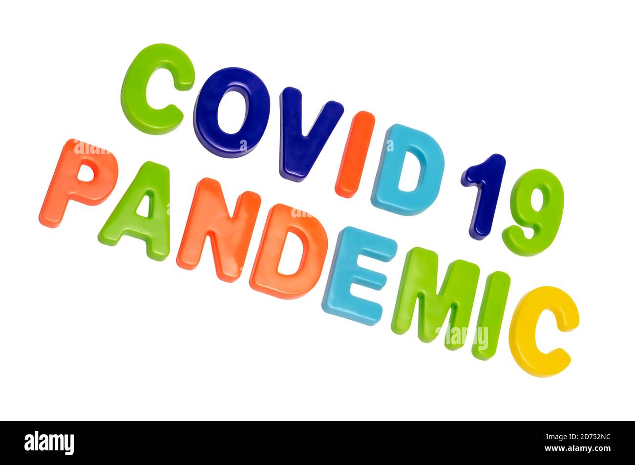 Coronavirus pandemic, text COVID-19 PANDEMIC on a white background ...