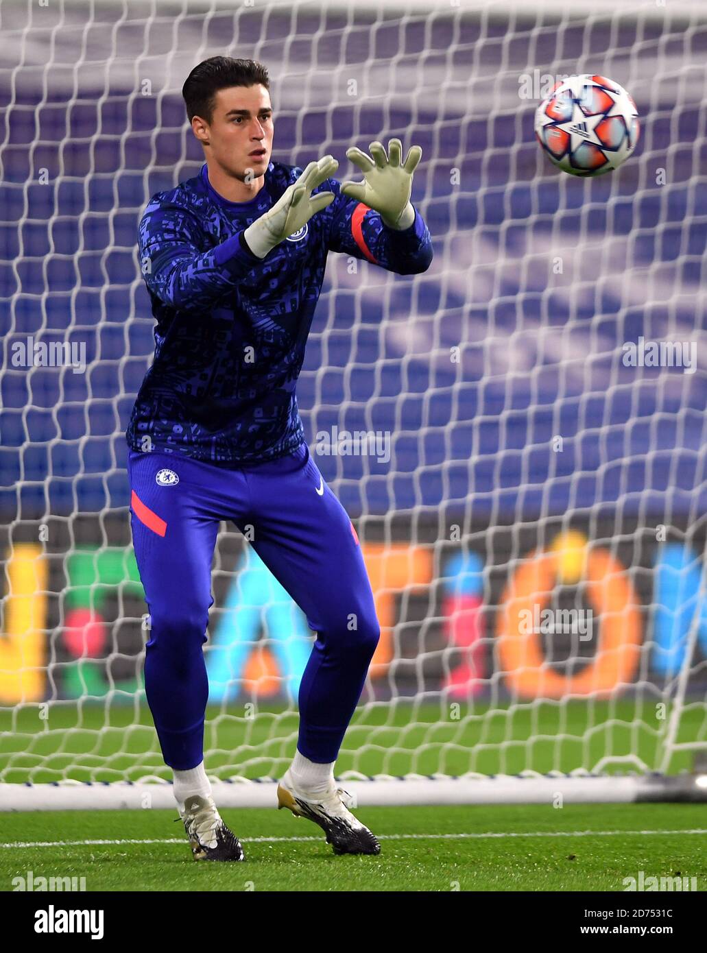 Chelsea goalkeeper Kepa Arrizabalaga warms up before the Champions ...