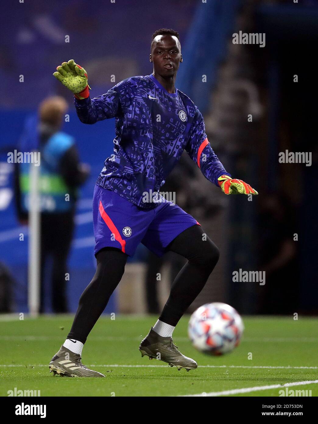 Chelsea goalkeeper Edouard Mendy warms up before the Champions League ...