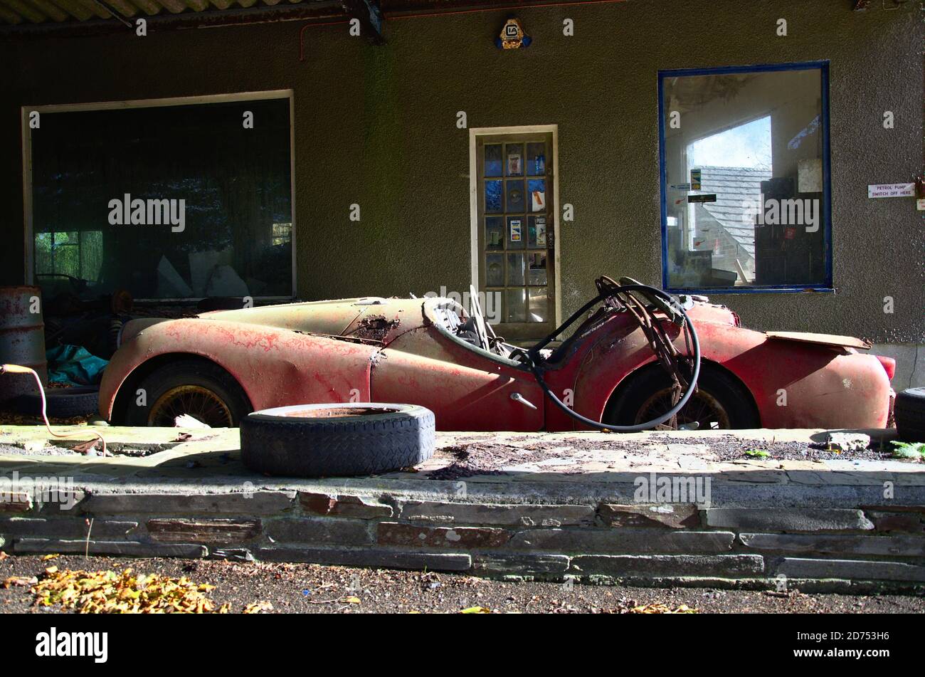 Barn find classic car in need of TLC awaits restoration Stock Photo - Alamy